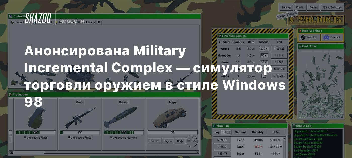 Анонсирована Military Incremental Complex — симулятор торговли оружием в стиле Windows 98 - Shazoo