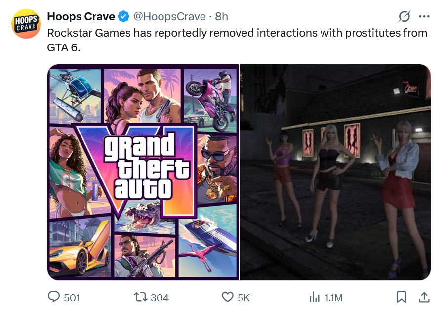 Инсайдеры утверждают, что в GTA 6 не будет проституток, зато тела ...