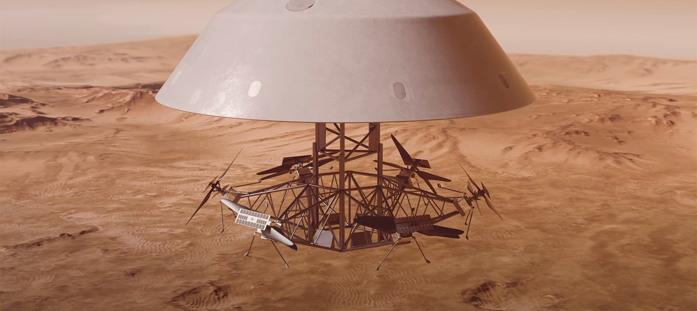 NASA представила эпичное видео плана доставки роя вертолетов на Марс без посадки - Shazoo