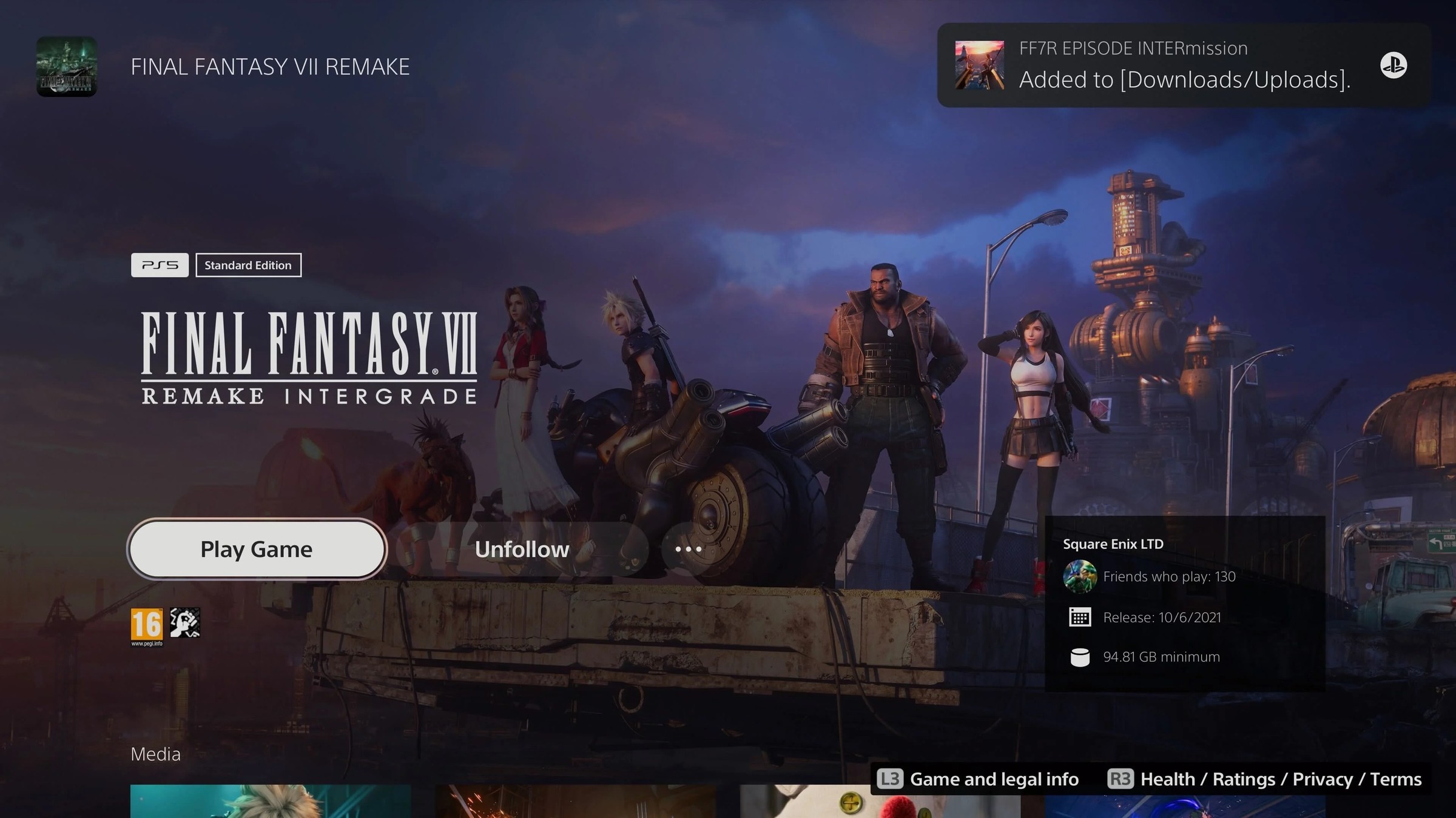 Владельцы PS Plus Extra и Premium теперь могут забрать Final Fantasy 7 ...